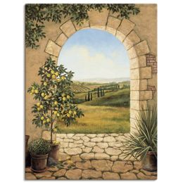 Wandbild Artland, B:60cm H:80cm, beige, Wohnzimmer, Bilder, "Zitronenbaum vorm Torbogen", als Leinwandbild, Poster in verschied. Gr&ouml;&szlig;en