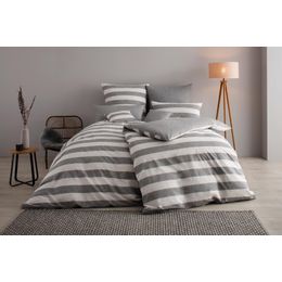 Wendebettw&auml;sche OTTO products, grau, Renforc&eacute; (Bio-Baumwolle), Obermaterial: 100% Baumwolle, Bettw&auml;sche, "Big Stripe", 100% GOTS Baumwolle, ab Gr&ouml;&szlig;e