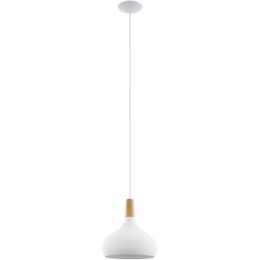 Eglo H&auml;ngeleuchte "Sabinar Pendellampe, H&auml;ngelampe, Stahl und Holz, E27, Esszimmerlampe", 1, &Oslash; 28cm H: 110cm, 1 Stk.wei&szlig;, Leuchten, H&auml;ngeleuchte -