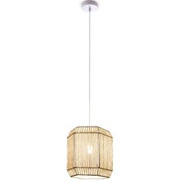 Paco Home Pendelleuchte "Hugo Pepe", H: 29cm, wei&szlig;, Esszimmer, Leuchten, Wohnzimmer Esszimmer Rattan Optik Boho Schirm Papier Sechseckig