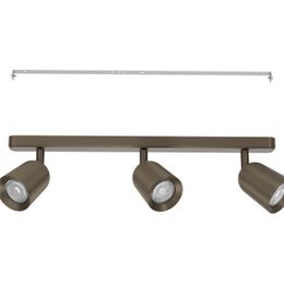 Eglo Deckenspot "CAMALDOLI Spotlampe - Stahl - GU10 - 3X10W - IP20", bronze dunkel, 3, H: 11,5cm, 1 Stk., Leuchten, Wandleuchte, Wandspot, schwenkbar, Strahler, L52 x B4,5 x H11,5 cm, Deckenspot