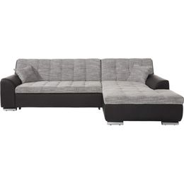 Ecksofa DOMO collection, B:267cm H:83cm T:178cm, schwarz, Kunstleder Softlux / Struktur (90% Polyester; 10% Polyacryl);Microfaser-Primabelle (100%