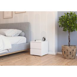Nachtkommode Rauch, B:40cm H:42cm T:42cmalpinwei&szlig;, Holzwerkstoff, Sideboards, "Joel", jeweils zwei praktische und ger&auml;umige Schubladen MADE IN GERMANY