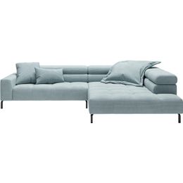 Ecksofa Home Affaire, B:311cm H:71cm T:219cm, blau, 88% Polyester, 12% Polyacryl, Wohnzimmer, Sofas, "Claya, L-Form, incl. Kopfteilverstellung,