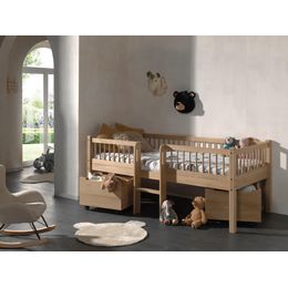 Massivholzbett Vipack, B:107cm H:85cm L:207,5cm, braun, Betten, "Forrest Made in Europe, stabil und hochwertig gebaut, mit 2 Rollboxen", inkl.