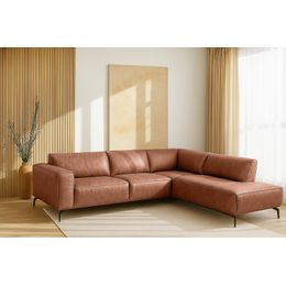Ecksofa Places of Style, B:275cm H:77cm T:210cm, braun, 65% Polyester, 35% Lederfasern, Wohnzimmer, Sofas, "Lorcan, Breite 275 cm, weiches