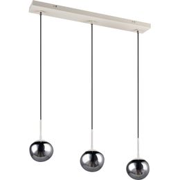s.Oliver Pendelleuchte "ANJELLA, H&auml;ngelampe beige exkl. E14, warm grey (beige) + smoke Glas", 3, &Oslash; 14,5cm H: 150cm, 1 Stk.greige rauchglas,