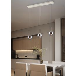 s.Oliver Pendelleuchte "ANJELLA, H&auml;ngelampe beige exkl. E14, warm grey (beige) + smoke Glas", 3, &Oslash; 14,5cm H: 150cm, 1 Stk., silber, Esszimmer,