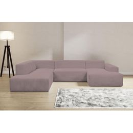 Wohnlandschaft WERK2, B:330cm H:70cm T:263cm, rosa, 90% Polyester, 10% Nylon, Sofas, "Zeus-U, viel Platz, Breite 330 cm, modern und zeitlos", Curvy