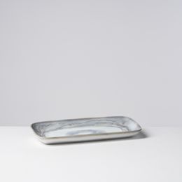 GIPFELST&Uuml;CK Servierplatte "Tiefer See", B/H/L: 11,5cm x 28cm, grau, Servierplatten, Scandi-Style, gl&auml;nzende Reaktivglasur, jedes St&uuml;ck ein Unikat