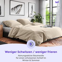 Bettw&auml;sche WOLKENFELD "Renforc&eacute; Bettw&auml;sche Baumwolle - Nat&uuml;rlich weiches Schlafgef&uuml;hl", beige, B/L: 200cm x 200cm, 1 Stk., 2 Stk., Renforc&eacute;, B/L: 80cm x 80cm & 80cm x 80cm, 3 tlg., Renforc&eacute;, Obermaterial: 100% Baumwolle, Bettw&auml;sche, Bettw&auml;sche, 135x200 cm, 155x220 & &Uuml;bergr&ouml;&szlig;en I inkl. Kissenbez&uuml;ge 80x80 I uni