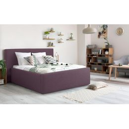 Polsterbett Home Affaire, B:231cm H:124cm L:247cm, rot, Struktur (100% Polyester), Betten, "Dalina", geradliniges Kopfteil, in 5 Breiten, auch in