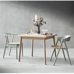 Esstisch, B:90cm H:76cm T:90cm, wei&szlig;, HAMMEL FURNITURE, Tischplatte: Wei&szlig;es Melamin mit wei&szlig; pigmentierter Eichenkante (Mattlack), Gestell: Eiche