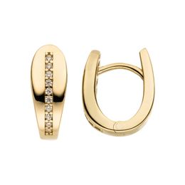 Jobo Damen Paar Creolen "Ohrringe 13 mm", Gelbgold 333gelbgold 333, wei&szlig;, Gelbgold 333, Ohrringe, 8 Karat 333 Gold mit 20 Zirkonia