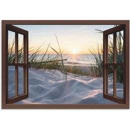 Wandbild Artland, B:130cm H:90cm, beige, Wohnzimmer, Bilder, "Ostseestrand durchs Fenster", als Alubild, Leinwandbild in verschied. Gr&ouml;&szlig;en
