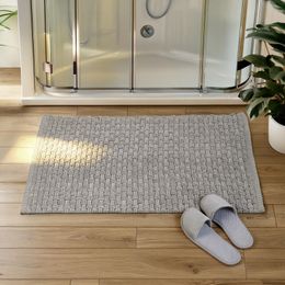 Badematte Wenko, H:15mmgrau, Materialmix, Badematten, "Ecoli", mit Flechtstruktur, stark saugf&auml;hig, fusselfrei