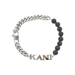 Karl Kani Damen Armband "Karl Kani KK Retro Kani Lavapearl Bracelet", onesizesilber, schwarz, Armb&auml;nder