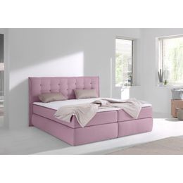 Boxspringbett Home Affaire, B:215cm L:210cm, rosa, Feinstruktur(100% Polyester);Bezug der Spiegelfl&auml;che Matratzendrell aus 100% Polyester,