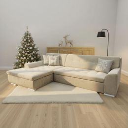 Ecksofa DOMO collection, B:267cm H:83cm T:178cm, braun, 100% Polyester, Wohnzimmer, Sofas, "Treviso viele Bez&uuml;ge, auch in Cord, L-Form, B/T/H: