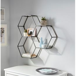 Deko-Wandregal OTTO HOME, B:72cm H:71,5cm T:15cm, schwarz, Glas, Metall, Regale, "Lenia", Elegant, Schwarz