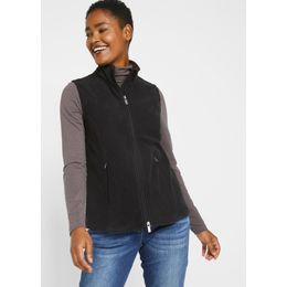 bonprix Damen Fleeceweste "Fleece-Weste mit Taschen", schwarz, Gr. 40, unifarben, Fleece, Obermaterial: 100% Polyester, Westen, mit Stehkragen