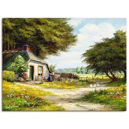 Leinwandbild Artland, B:120cm H:90cm, gr&uuml;n, Leinwand, Wohnzimmer, Bilder, "Bauernhaus", auf Holzrahmen gespannt
