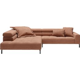 Ecksofa Home Affaire, B:311cm H:71cm T:219cm, braun, 88% Polyester, 12% Polyacryl, Wohnzimmer, Sofas, "Claya, L-Form, incl. Kopfteilverstellung,