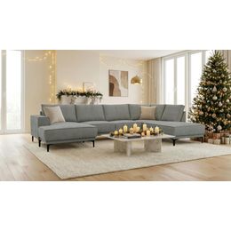 Wohnlandschaft OTTO HOME, B:345cm H:85cm T:210cm, grau, 100% Polyester, Sofas, "XXL Sofa Oland, Struktur, Flachgewebe, Luxus-Microfaser, Boucle",