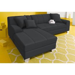 Ecksofa DOMO collection, B:239cm H:75cm T:82cm, schwarz, Wohnzimmer, Sofas, "Turah incl. Zierkissen, moderne Steppung, auch in Leder", mit