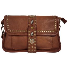 Samantha Look Damen Henkeltasche, braun, Leder, unifarben, Taschen, echt Leder, Made in Italy
