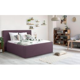 Polsterbett Home Affaire, B:211cm H:124cm L:227cm, rot, Struktur (100% Polyester), Betten, "Dalina", geradliniges Kopfteil, in 5 Breiten, auch in