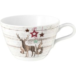 Seltmann Weiden Cappuccinotasse "Life Christmas, Milchkaffeeobertasse, 0,37 l", &Oslash; 13,7cm x 7,1cm, 1 tlg.wei&szlig;, rot, Trinkgef&auml;&szlig;e, mit weihnachtlichem