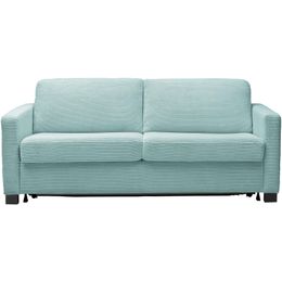 Schlafsofa Home Affaire, B:206cm H:81cm T:98cmlight, blau, 88% Polyester, 12% Polyacryl, Sofas, "Vionelle, 3-Sitzer mit Kaltschaummatratze nach Wahl,
