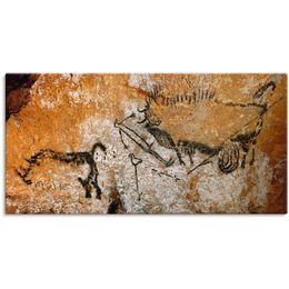 Leinwandbild Artland, B:100cm H:50cm, braun, Leinwand, Wohnzimmer, Bilder, "H&ouml;hle von Lascaux 17000 v Chr", auf Holzrahmen gespannt