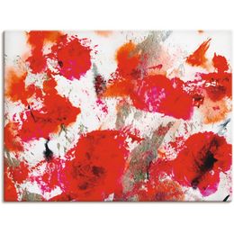 Leinwandbild Artland, B:80cm H:60cm T:1,8cm, rot, Leinwand, Wohnzimmer, Bilder, "Rosengarten abstrakt", auf Holzrahmen gespannt