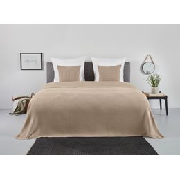 Tagesdecke Andas, B:150cm L:250cm, beige, Baumwolle, Tagesdecken, "Greta", in Waffelpiqu&eacute; Optik, viele Farben erh&auml;ltlich, Decke ab 140 x 200 cm