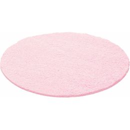 Teppich my home, H:30mm &Oslash;:140cm, rosa, Kunstfaser, Wohnzimmer, Teppiche, "Shaggy 30", Teppich in Uni-Farben, besonders weich und kuschelig, Wohnzimmer