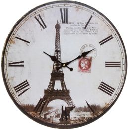 Wanduhr ""Eiffelturm II"", wei&szlig;, B:33,8cm H:4cm T:4cm, MyFlair M&Ouml;BEL & ACCESSOIRES, Wanduhren, Wanduhr, r&ouml;mische Ziffern, 33,8 cm