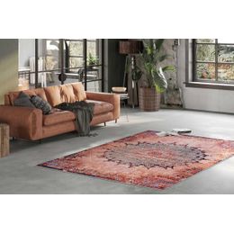 Teppich Wecon Home, B:140cm H:6mm L:200cm, bunt, Baumwolle, Wohnzimmer, Teppiche, "Rooftop", Vintage, Baumwolle, Kurzflor, Wohnzimmer, Schlafzimmer,