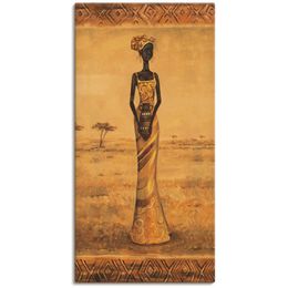 Wandbild Artland, B:50cm H:100cm T:1,8cm, braun, Leinwand, Wohnzimmer, Bilder, "Afrikanische Eleganz II", auf Holzrahmen gespannt