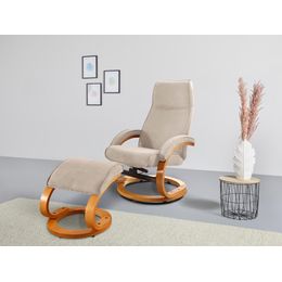 Relaxsessel Home Affaire, B:67cm H:107cm T:78cm, beige, NaturLeder (echtes Rindsleder) in Sitz und R&uuml;cken. Korpus in passendem Softlux-Kunstleder