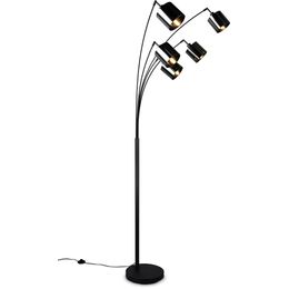 Stehlampe "JASON, Stehleuchte 5-flammig exkl 5x E14 max 10W, H&ouml;he 200cm 72cm tief", 5, &Oslash; 12cm H: 130cm, 1 Stk.rauchgrau schwarz, REALITY LEUCHTEN,