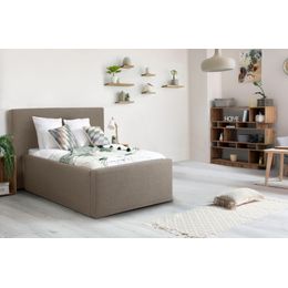 Polsterbett Home Affaire, B:141cm H:124cm L:227cm, beige, Struktur (100% Polyester), Betten, "Dalina", geradliniges Kopfteil, in 5 Breiten, auch in