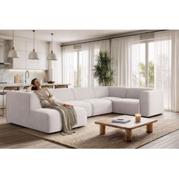 Wohnlandschaft OTTO HOME, B:367cm H:70cm T:206cm, beige, Struktur fein (100% Polyester);Samtoptik (100% Polyester);Samtcord (92% Polyester, 8%