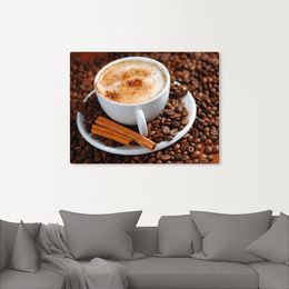 Leinwandbild Artland, B:60cm H:45cm, braun, Wohnzimmer, Bilder, "Cappuccino - Kaffee", auf Holzrahmen gespannt
