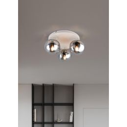 s.Oliver Deckenleuchte "ANJELLA, Deckenlampe exkl. E14, in warm grey (beige) + smoke Glas", 3, &Oslash; 14,5cm H: 20cm, 1 Stk., silber, Wohnzimmer,