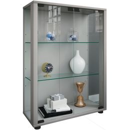 Standvitrine Vcm, B:60cm, silber, Obermaterial: 100% Holz Wood., Schr&auml;nke, "Holz Glas Stand Vitrine Sammelvitrine Sintalo"