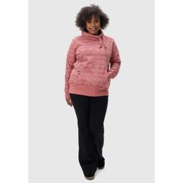 Ragwear Damen Rollkragenpullover "Rylie Print Plus", pink, Gr. 46, 70% Baumwolle, 30% Polyester, Pullover, modischer Damen Kapuzensweater mit Kordeln
