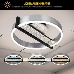 N&auml;ve N&Auml;VE LED Deckenleuchte "Yvaris", 1, &Oslash; 50cm H: 13,7cm, 1 Stk., silber, Wohnzimmer, Leuchten, dimmbar per Fernbedienung, Memory, Nachtlicht, CCT,