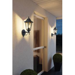 Eglo Wandleuchte "Navedo Au&szlig;en-Wandlampe, Wandlampe aus Aluguss und Glas, E27, IP44", 1, H: 47,5cm, 1 Stk., schwarz, Badezimmer, Leuchten,